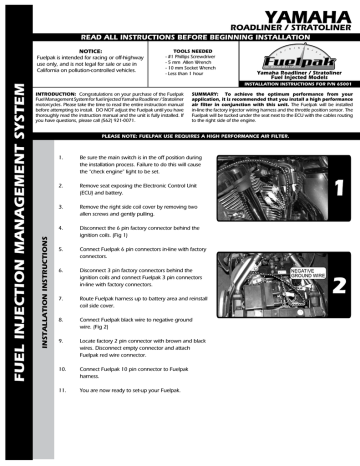 Fuelpak Installation Instructions for Yamaha Roadliner/Stratoliner ...