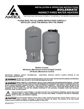 Amtrol WH-41Z-B Amtrol 41 Gal. 100,000 BTU Bottom Connection 6 Year Warranty Indirect Fired ...