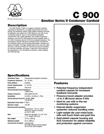 AKG Acoustics C900 Microphone User's Manual | Manualzz
