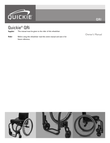 Quickie QRi® Manual Wheelchair Owner's Manual | Manualzz
