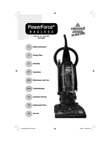 Bissell PowerForce 6579 SERIES User`s guide | Manualzz