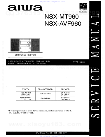 aiwa NSX-MT960, NSX-AVF960 Service Manual | Manualzz