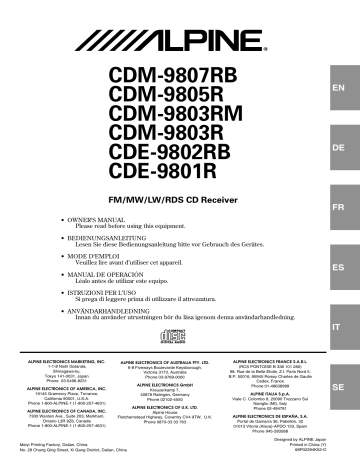 Alpine CDM-9803R Owner's Manual | Manualzz