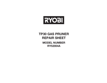 Ryobi TP30 RY52004A Repair Sheet | Manualzz