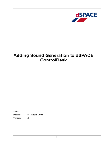 dSPACE ControlDesk Sound Generation Application Note | Manualzz