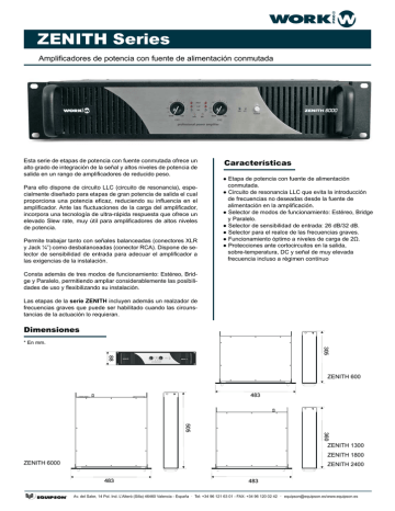 Ficha técnica ZENITH 600, ZENITH 1300, ZENITH 1800, ZENITH 2400, ZENITH ...