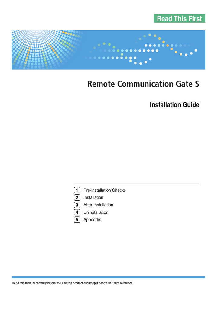 Ricoh Remote Communication Gate S Installation guide | Manualzz