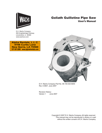 Goliath Guillotine Pipe Saw Goliath User's Manual | Manualzz