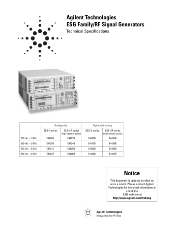 Agilent Technologies ESG Family/RF Signal Generators Technical ...