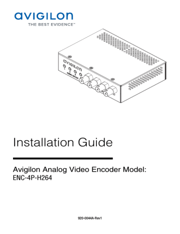 Avigilon ENC-4P-H264 Installation guide | Manualzz