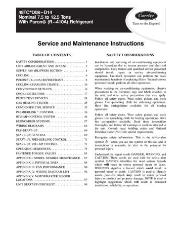 Carrier 48TC*D08 Air Conditioner Service And Maintenance Instructions ...