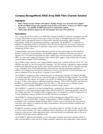 Compaq RAID Array 8000 Fibre Channel Datasheet | Manualzz