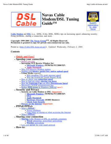 Cable Modem, DSL, Networking User Guide | Manualzz
