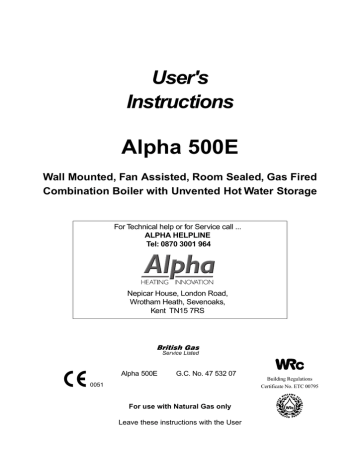 Alpha Alpha 500E User Instructions | Manualzz