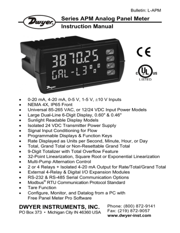 Dwyer APM Panel Meter Instruction Manual | Manualzz