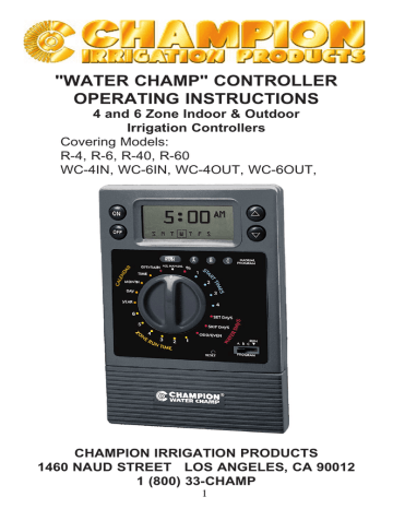 Champion Water Champ Controller Operating Instructions | Manualzz