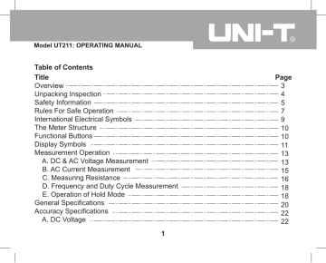 UNI-T UT211 Operating Manual | Manualzz