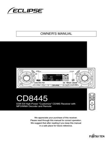 Eclipse CD8445 Owner`s manual | Manualzz