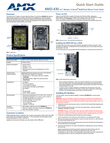 AMX Touch Panel Modero X Series MXD-430 Quick Start Guide | Manualzz