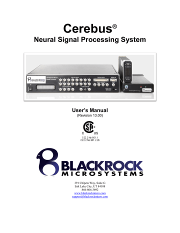 Cerebus Neural Signal Processing System User's Manual | Manualzz