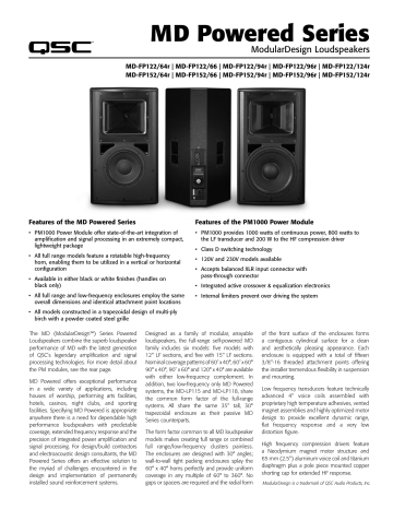 QSC MD series powered full range speakers Spec Sheet | Manualzz