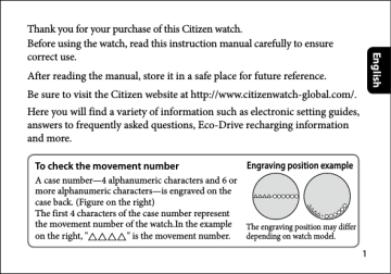 Citizen watch User Manual | Manualzz
