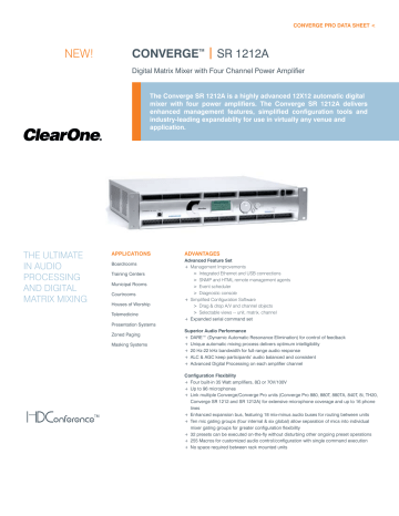 ClearOne CONVERGE Pro SR1212A Data Sheet | Manualzz
