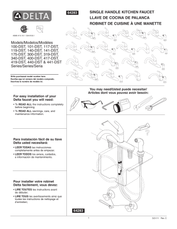 Delta 101-DST Classic Chrome 1-Handle Deck Mount Low-Arc Handle/Lever ...