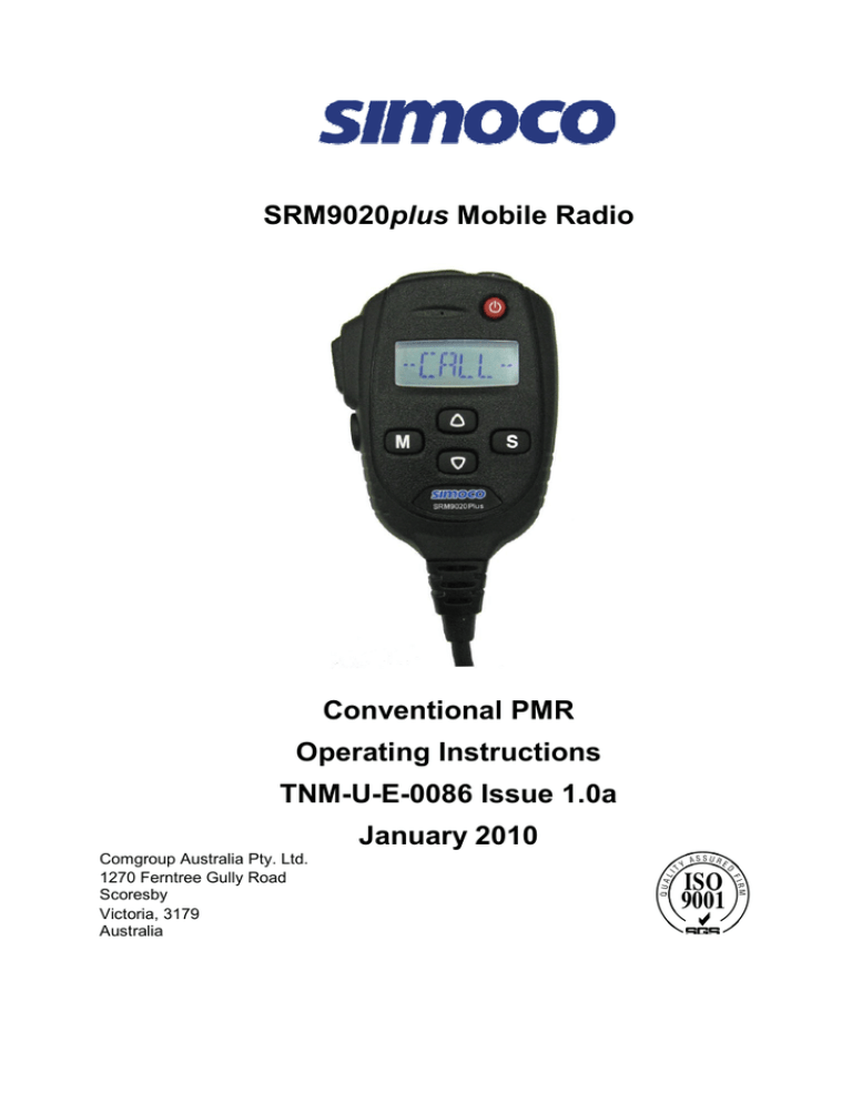 Simoco SRM9020PLUS Operating instructions | Manualzz
