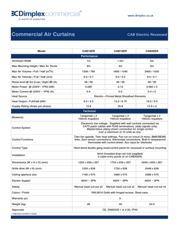 Dimplex CAB15ER CAB 1.5m Commercial Air Barrier Electric Recessed ...