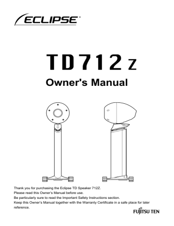 Eclipse TD712Z Owner's Manual | Manualzz