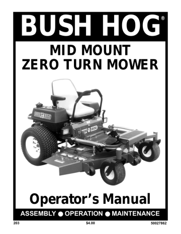 Bush Hog (M) Series Early Models MID-MOUNT ZERO TURN Mower Operator's ...