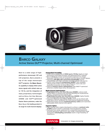 Barco Galaxy Owner Manual | Manualzz