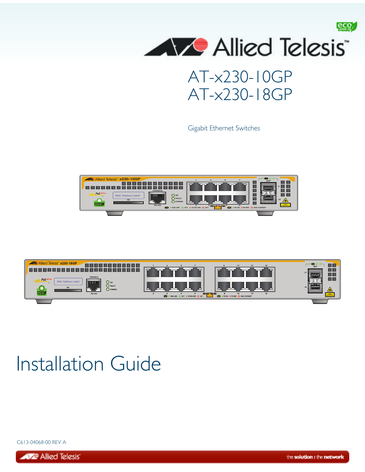 Allied Telesis AT-x230-18GP Installation manual | Manualzz