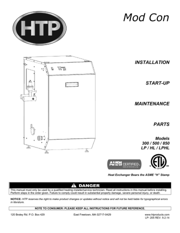 HTP Mod Con Commercial Gas Boiler Specifications | Manualzz