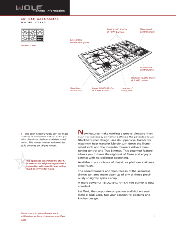 Wolf Appliance Company CT36G Cooktop User manual | Manualzz