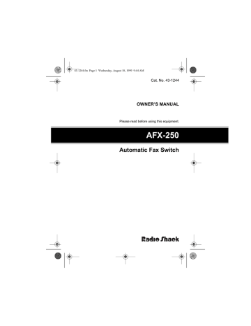 Radio Shack AFX-250 Fax Switch Owner's Manual | Manualzz