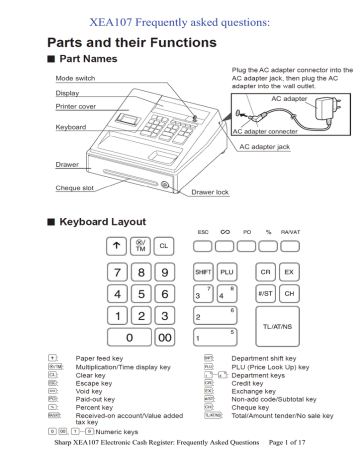 Sharp XEA107 Cash Register Frequently Asked Questions | Manualzz