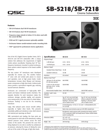 QSC Audio SB-5218 Speaker User manual | Manualzz