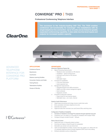 ClearOne Converge TH20 Datasheet | Manualzz