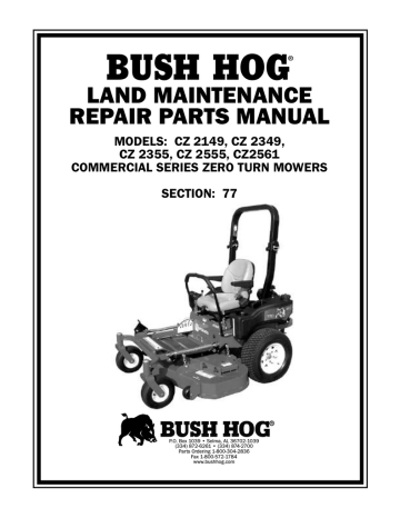 Bush Hog (CZ) Series Commercial Zero Turn Parts Manual | Manualzz