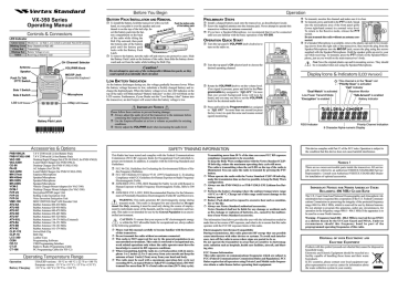 Vertex Standard VX-350 series Operating Manual | Manualzz