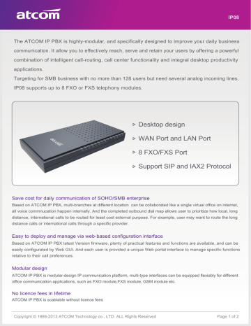 Atcom IP08 Product sheet | Manualzz