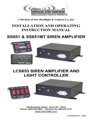 Signal Vehicle Products SS651, SS651MT & LCS653 Siren Amplifier ...
