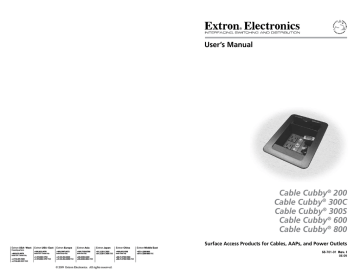 Extron Cable Cubby 200, 300C, 300S, 600, 800 User's Manual | Manualzz