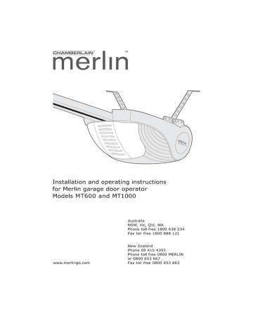 Merlin Garage Door Opener Parts List Pdf | Reviewmotors.co