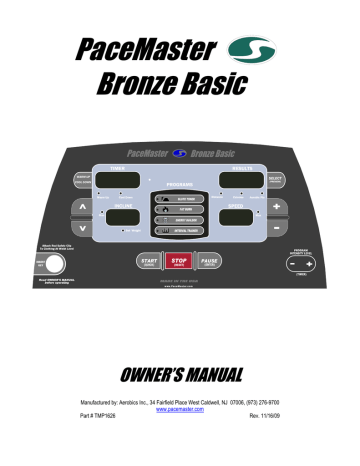 PaceMaster Bronze Basic Treadmill Manual | Manualzz