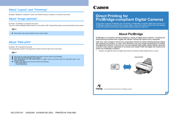 Canon i560 Instruction Manual: Direct Printing from PictBridge Cameras ...