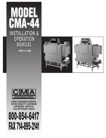 CMA Dishmachines CMA-44 L.T. Installation & Operation Manual | Manualzz