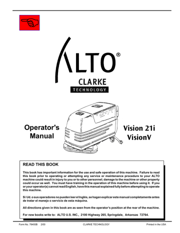 Clarke Vision V- 00590A Operator`s manual | Manualzz
